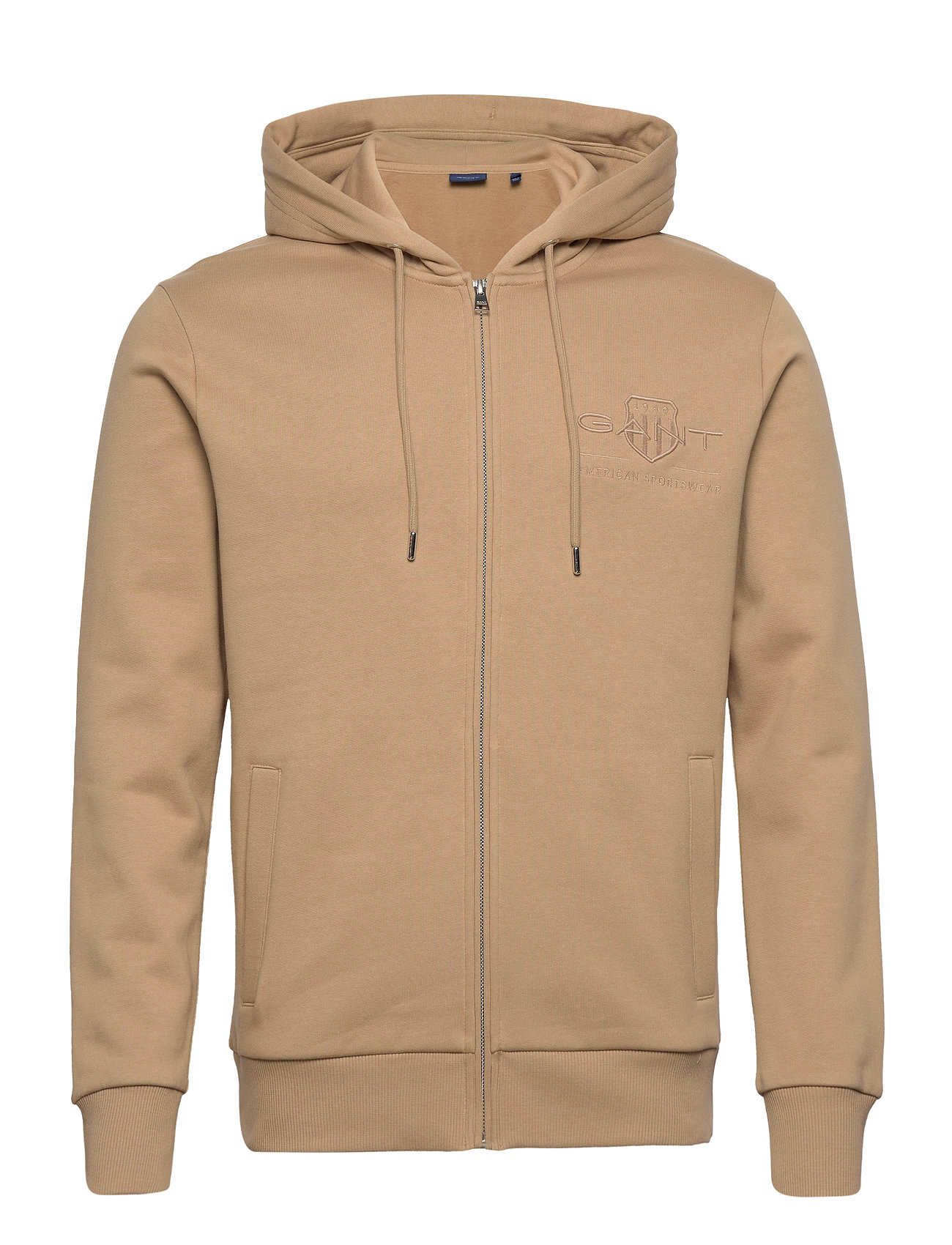 GANT Reg Tonal Shield Full Zip Hoodie (Hazelwood Beige/Beige) - 1399 kr ...