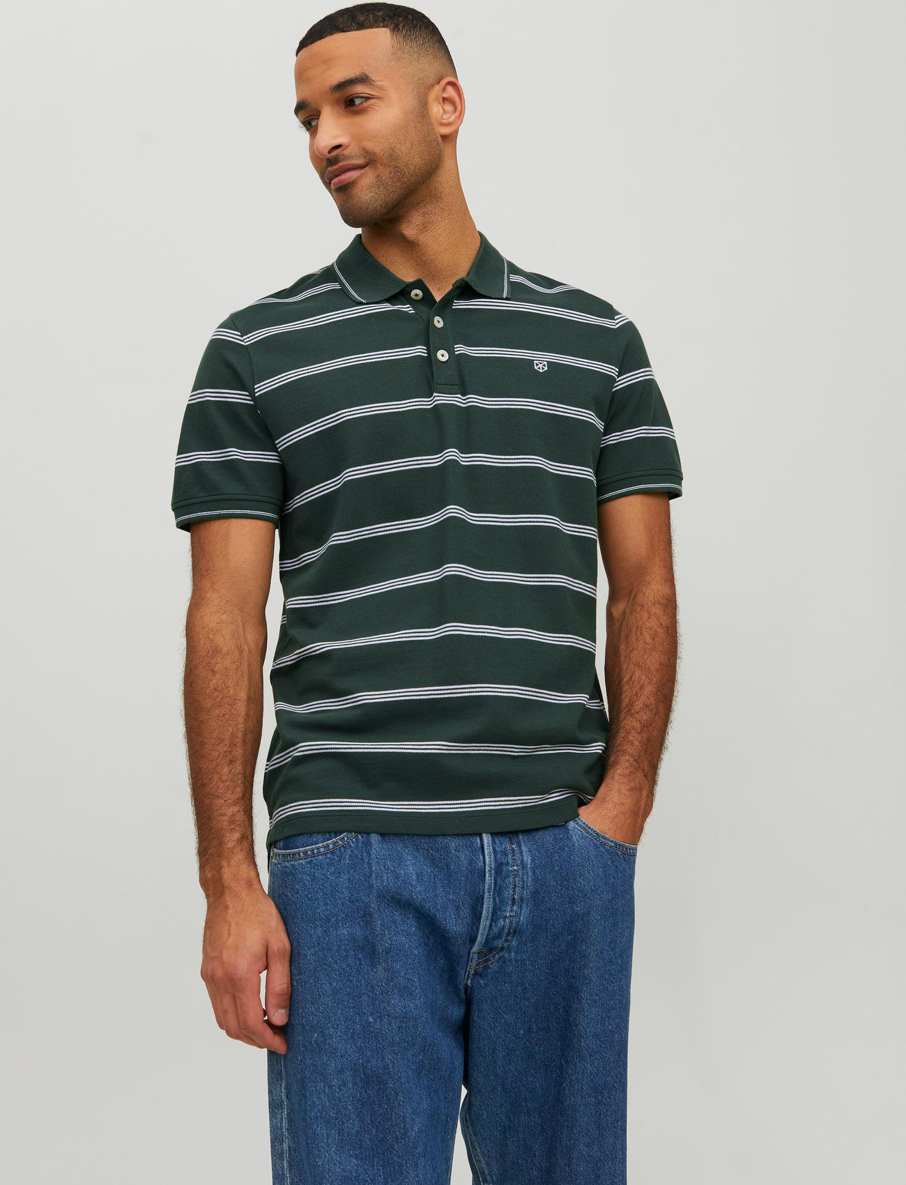 Jack And Jones Jprbluwin Light Stripe Ss Polo Polos à Manches Courtes