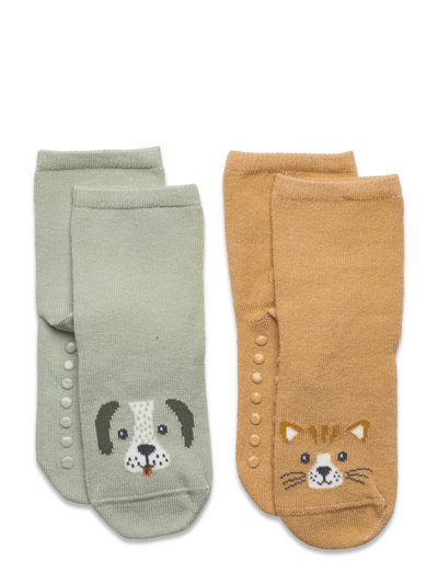 Lindex Sock 2p Baby Animal Face - Non-slip socks - Boozt.com